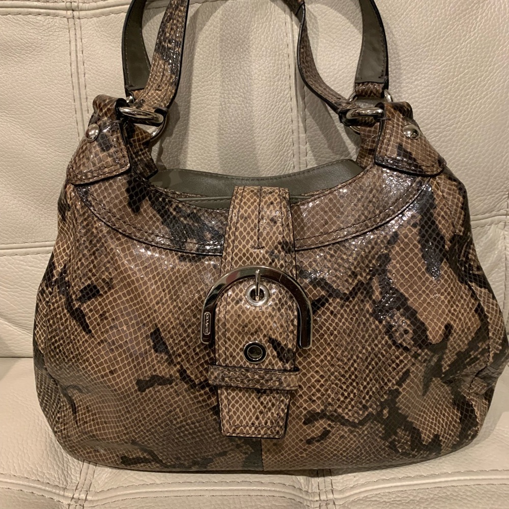 Coach Soho Python Hobo Toteblack/Gray Like New - Gem
